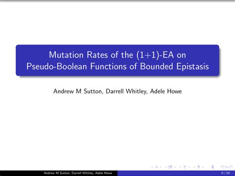 Ppt Mutation Rates Of The 11 Ea On Pseudo Boolean Functions Of