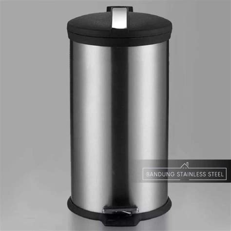 Promo Tempat Tong Sampah 30 Liter Stainless Injak Rubbish Bin Tutup Plastik Diskon 23 Di Seller