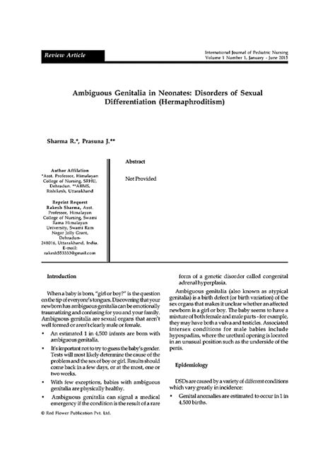 Pdf Ambiguous Genitalia In Neonates Disorders Of Sexual