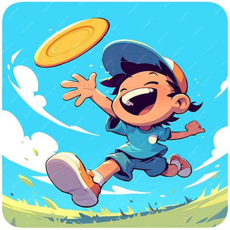 Premium Vector A Houston Boy Throws A Frisbee In Cartoon Style