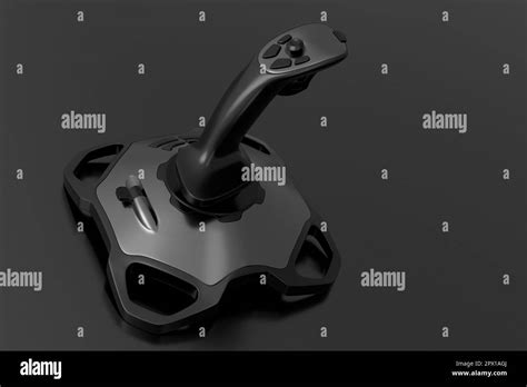 Realistic Joystick For Flight Simulator With Metallic Chrome Texture On