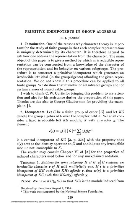 pdf primitive idempotents in group algebras
