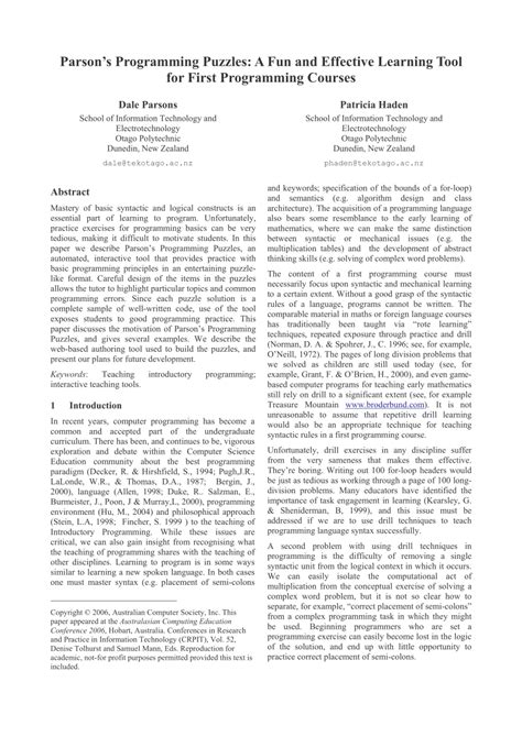 Pdf Parsons Programming Puzzles A Fun And Effective Learning Tool