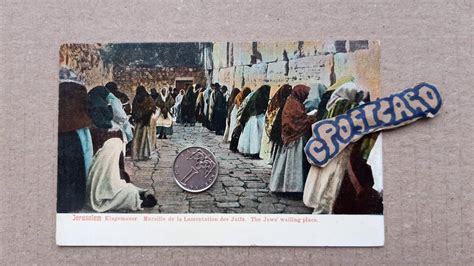 JUDAIKA zeď nářků Jeruzalém Jerusalem Lamentation WALL pohled asi 1915 Aukro