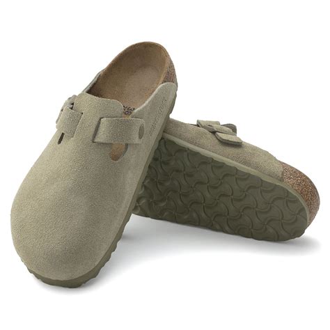 Birkenstock Boston Femme Cuir Suède Faded Khaki Jeani B
