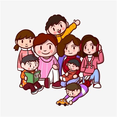 رسوم متحركة صورة العائلة عائلة عائلة كبيرة عائلة الآباء طفل Png وملف