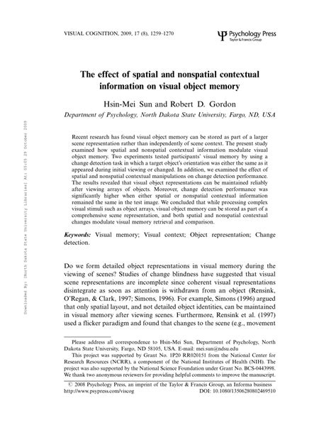 Pdf The Effect Of Spatial And Nonspatial Contextual Information On