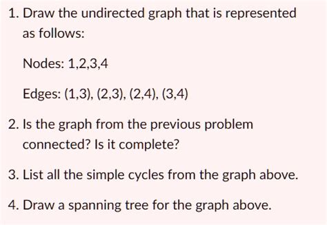 Draw The Undirected Graph That Is Represented As Follows Nodes Edges