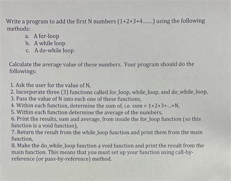 Solved Write A Program To Add The First N Numbers