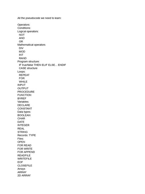 Computer Science Psuedocode Pdf Boolean Data Type Data Type
