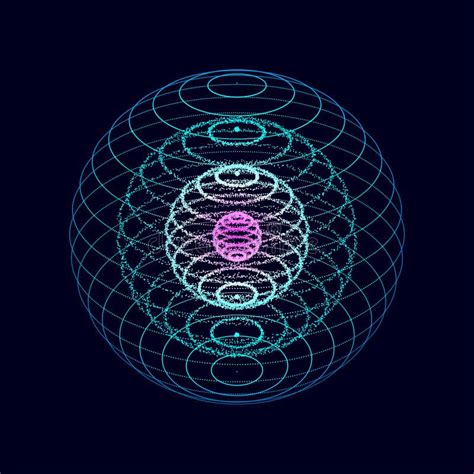 Abstract Sci Fi Sphere With Particles And Lines Technology Network Connection On World