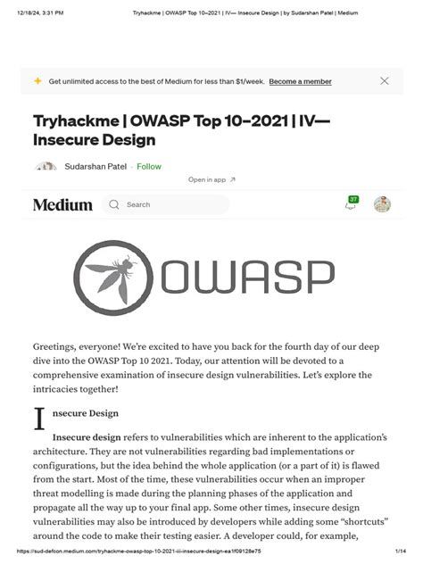 Owasp Top 10 2021 Insecure Design Pdf Vulnerability Computing