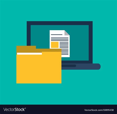 Computer And File Folder Icon Royalty Free Vector Image