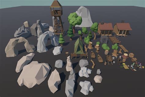 Meadow Forest Props Low Poly Model Pack 3d Props Unity Asset Store