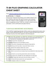 TI 84 Instructions Pdf TI 84 PLUS GRAPHING CALCULATOR CHEAT SHEET