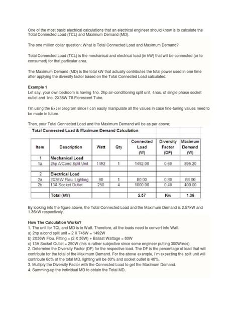 Calculate Total Connected Load And Maximum Demand Pdf