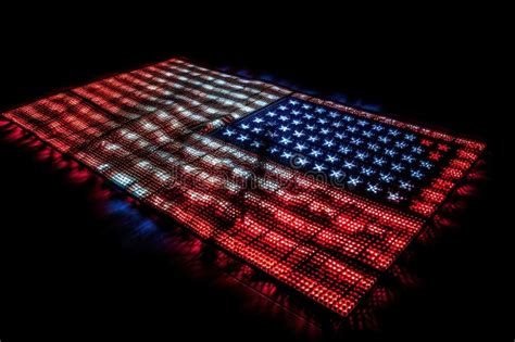 Usa Flag Made Out Of Led Lights Illustration Generative Ai Stock Illustration Illustration Of