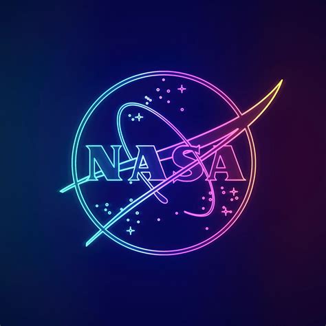 Nasa Wallpaper 4k Neon Logo Dark Blue 5k