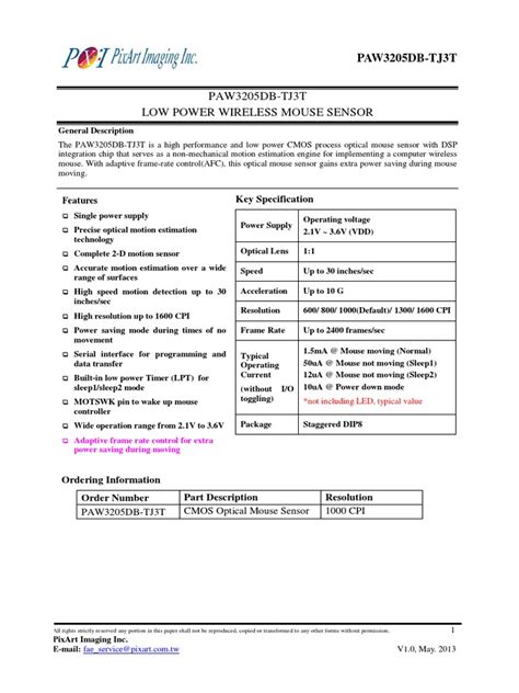 Data Sheet Pdf Sensor Cmos