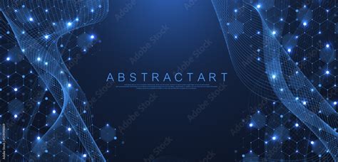 Technology Abstract Lines And Dots Connect Background With Hexagons Hexagons Connection Digital