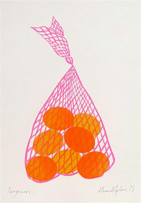 Tangerines A5 Riso Print On Tree Free Paper Unframed Riso Print Risograph Illustration