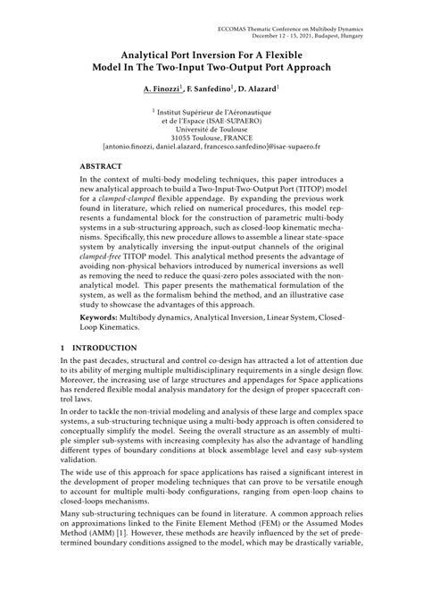 Pdf Analytical Port Inversion For A Flexible Model In The Two Input Two Output Port Approach