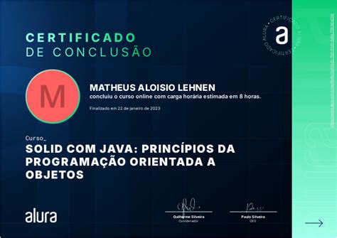 Matheus Aloisio Lehnen Curso Solid Com Java Princípios Da Programação Orientada A Objetos
