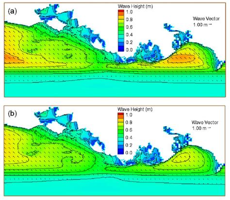 Calculated Wave Height Field A With And B Without Nonlinear Wave Download Scientific