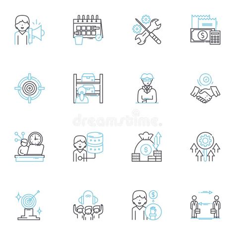 Productive Space Linear Icons Set Workspace Efficiency Focus Collaboration Organization