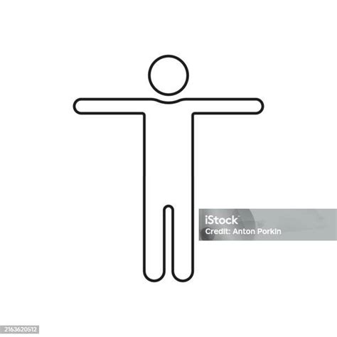 팔을 옆으로 뻗은 인간 그림 선 아이콘 건강 웰빙 피트니스 해부학 연구 개념의 건강 검진 고립된 벡터 삽화 건강 진단에 대한 스톡 벡터 아트 및 기타 이미지 Istock