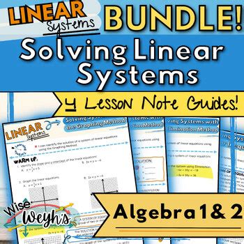 Solving Systems Of Linear Equations Inequalities NOTE GUIDE BUNDLE