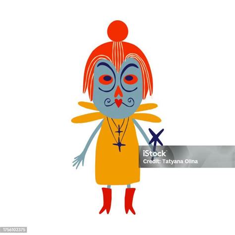 마술 지팡이를 든 유령 요정 활기차고 밝은 이상한 못생긴 할로윈 캐릭터 강렬하고 밝은 색상에 대한 스톡 벡터 아트 및 기타 이미지 강렬하고 밝은 색상 결정체 고딕