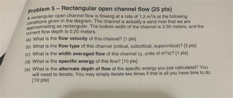 Solved Problem Rectangular Open Channel Flow Pts Chegg