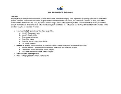 acc 330 module six assignment acc 330 module six assignment directions begin by filing in the