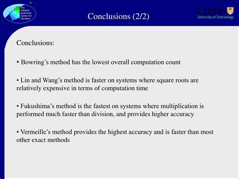 Ppt A Comparison Of Techniques For The Transformation From Cartesian To Geodetic Coordinates