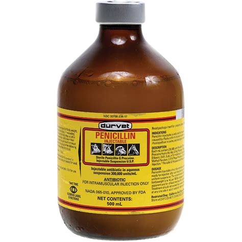 Durvet Penicillin Injectable 500ml Bestshouse