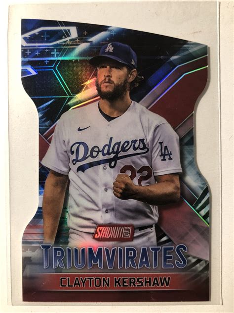 2023 Topps Stadium Club Triumvirates Red T 24 Clayton Kershaw For