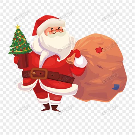 크리스마스 트리를 든 산타 Png 일러스트 무료 다운로드 Lovepik