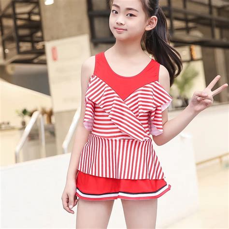 Купальники для девочек детские купальники полосатые дышащие цельные пляжные летние бикини для