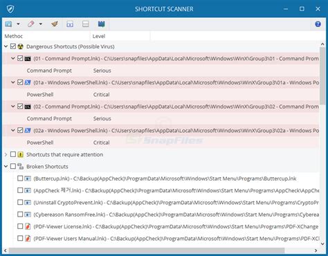 Shortcut Scanner Screenshot And Download At SnapFiles Com