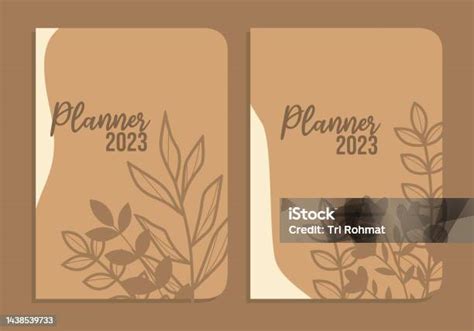 브라운 표지 노트북 컬렉션 나뭇잎 실루엣이 있는 템플릿입니다 일기 책 잡지 저널 카탈로그 플래너 및 전단지에 적합합니다 A4 사이즈 개체 그룹에 대한 스톡 벡터 아트 및