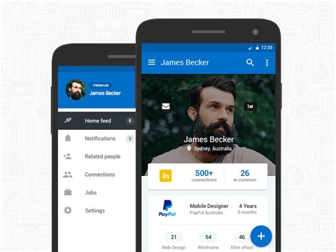 linkedin android material design by andrew mckay on dribbble