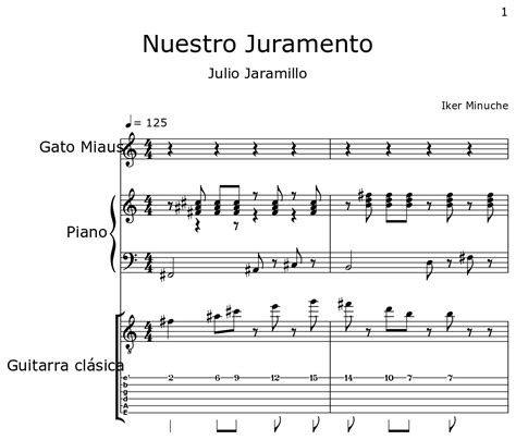 Nuestro Juramento Sheet Music For Cat Meows Piano Classical Guitar