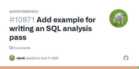 Add Example For Writing An Sql Analysis Pass · Issue 10871 · Apache