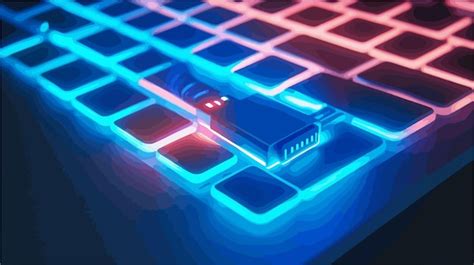 Glowing Usb Cable On Computer Keyboard Premium Ai Generated Vector