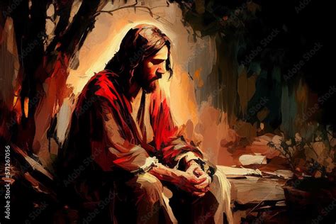 Jesus Christ Praying To God In The Garden Of Gethsemane Oil Painting