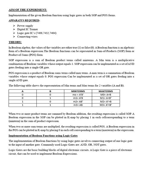 implementation of the boolean function using logic gates in both sop