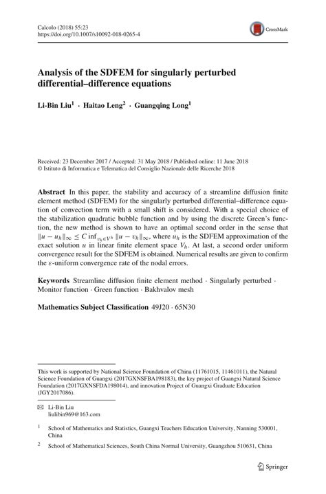 Pdf Analysis Of The Sdfem For Singularly Perturbed Differentialdifference Equations