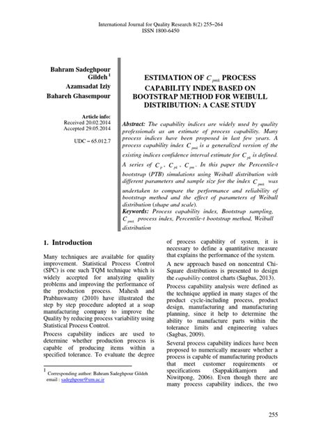 Estimationofcpmkprocesscapabilityindexbased Pdf Bootstrapping Statistics