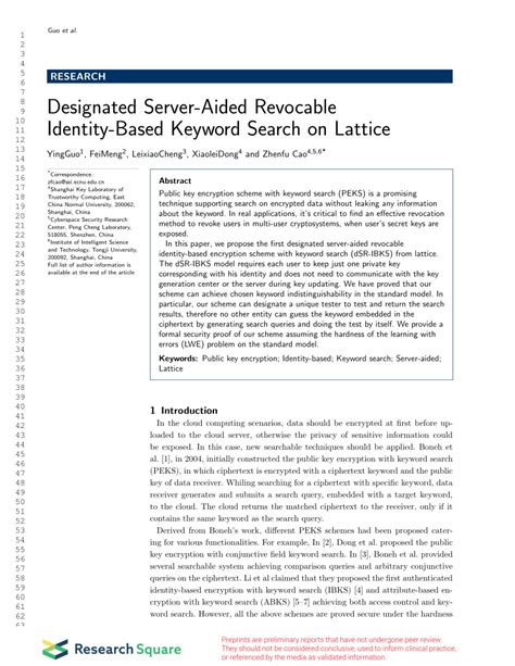 Pdf Designated Server Aided Revocable Identity Based Keyword Search